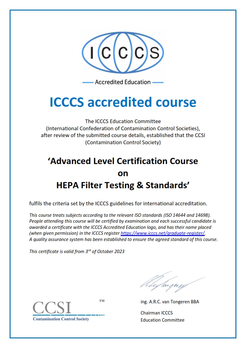 Certification – Contamination Control Society